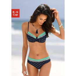 B&uuml;gel-Bikini-Top Lascana, Damen, Gr. 36, Cup G, bunt (marine, t&uuml;rkis), Polyamid, gepunktet, gestreift, Bikini-Oberteile, Topseller