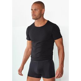 Unterziehshirt s.Oliver, Herren, Gr. L, schwarz, Jersey, Obermaterial: 50% Baumwolle, 43% Modal (TENCEL™), 7% Elasthan (LYCRA), unifarben, körpernah, Rundhals, Unterhemden, aus weichem Modal