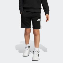 Shorts adidas Sportswear "LK 3S FT SH 220", Jungen, Gr. 116, N-Gr, schwarz-weiß (schwarz, weiß), Obermaterial: 52% Baumwolle, 48% Polyester, Hosen
