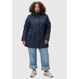 Wintermantel Ragwear "Monadis Rainy II Intl.", Damen, Gr. XXXL(46), blau (navy), Oberstoff: 100% Polyester, Futter: 100% Polyester, Wattierung: 100% Polyester, figurbetont Po-bedeckend, hoch geschlossener Ausschnitt, mit Knopf,verstellbar Rippstrickbündchen, Mäntel, sportlicher, wasserdichter Parka für den Winter