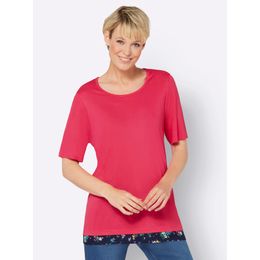 2-in-1-Shirt Classic Basics "2-in-1-Shirt", Damen, Gr. 38, pink, 100% Viskose, geblümt, gemustert, mehrfarbig, Rundhals, Shirts