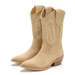 Cowboy Boots Lascana, Damen, Gr. 36, beige, Obermaterial: 100% Rindsleder. Futter: 100% Lederimitat. Decksohle: 100% Lederimitat. Laufsohle: 100% Synthetik, unifarben, Schuhe, Cowboy Stiefelette, Western Stiefel, Ankleboots aus hochwertigem Leder