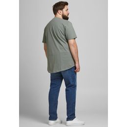 Jack & Jones PlusSize T-Shirt "NOA TEE", Herren, Gr. 4XL, grau, Single Jersey, Obermaterial: 100% Baumwolle, JACK & JONES PLUSSIZE, unifarben, normal normal, Rundhals, Shirts, mit abgerundetem Saum, bis Größe 6XL