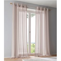 Gardine HEINE HOME Gr. 4, beige, B:130cm H:245cm, Polyester, Gardinen, Gardine