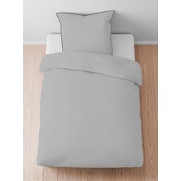 Bettwäsche Biberna Gr. 1, grau, B/L: 135cm x 200cm, Piqué, B/L: 80cm x 80cm, 2 Stk., Piqué, 100% Baumwolle, Bettwäsche