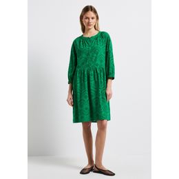 Tunikakleid Street One, Damen, Gr. 38, EURO-Gr&ouml;&szlig;en, gr&uuml;n (glowing gr&uuml;n), Web, Obermaterial: 100% Baumwolle; Unterkleid: 100% Modal, unifarben, comfort fit normal, Rundhals, B&uuml;ndchen, Kleider, mit Rundhalsausschnitt