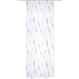 Gardine HEINE HOME Gr. 4, gelb (gelb, wei&szlig;), B:140cm H:245cm, Polyester, Gardinen, Gardine