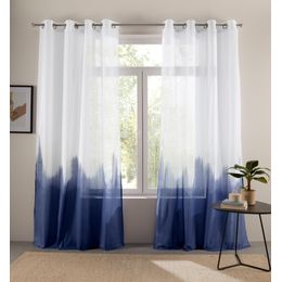 Gardine Bruno Banani "Nevalla" Gr. 1, blau, B:130cm H:145cm, Baumwolle, Baumwolle, Gardinen, Gardine, modern, Farbverlauf, Wohnzimmer, Schlafzimmer, halbtransparent