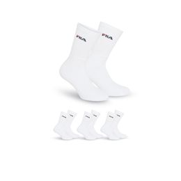 Tennissocken Fila "UNISEX CREW TENNIS FULL TERRY SOCKS", Damen, Gr. 35-38, weiß, Baumwollmischung, unifarben, normal, Socken Tennissocken, mit dezentem Logoschriftzug