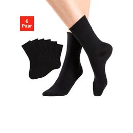 H.I.S. Socken H.I.S, Damen, Gr. 35-38, schwarz (6x schwarz), Baumwolle, Elasthan, Polyamid, unifarben, elastisch, Socken, mit Komfortbund auch für Diabetiker geeignet