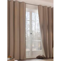 Vorhang WIRTH "Neveres" Gr. 2, grau (taupe), B:135cm H:175cm, Jacquard, Baumwolle, Gardinen