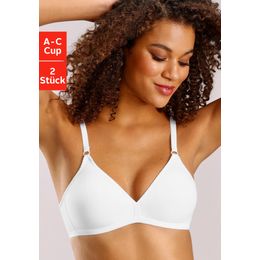 Soft-BH Petite Fleur, Damen, Gr. 70, Cup C, weiß (2xweiß), Jersey, Obermaterial: 93% Baumwolle, 7% Elasthan, BHs BH Soft-BH Triangel-BH T-Shirt-BH Bügelloser-BH, ohne Bügel, im Triangel Schnitt