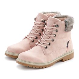 Stiefelette Lascana, Damen, Gr. 36, rosa (rosé), Obermaterial: 92% Lederimitat, 8% Textilmaterial. Futter: 100% Polyester. Decksohle: 100% Polyester. Laufsohle: 100% Synthetik, unifarben, Schuhe, wind- & wasserabweisend,Winterboots, Outdoorstiefel, Winterstiefelette