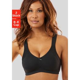 Soft-BH Petite Fleur, Damen, Gr. 90, Cup E, schwarz (schwarz, weiß), Jersey, Obermaterial: 85% Baumwolle, 10% Polyamid, 5% Elasthan, Basic, BHs BH BH-Set Baumwoll-Wäsche Bügelloser-BH, ohne Bügel, aus Baumwolle