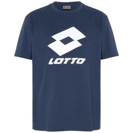 T-Shirt Lotto, Herren, Gr. M (48/50), blau (marineblaus), 100% Baumwolle, unifarben, normal, Rundhals, gerader Abschluss, Shirts T-Shirt, - mit plakativem Logoprint