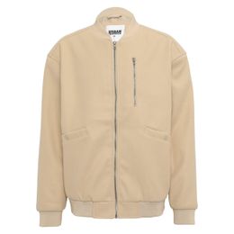 Bomberjacke Urban Classics "Urban Classics Herren Bomber Blouson", Herren, Gr. L, beige (wetsand), 100% Polyester, unifarben, Casual, oversize, Rundhals, Jacken
