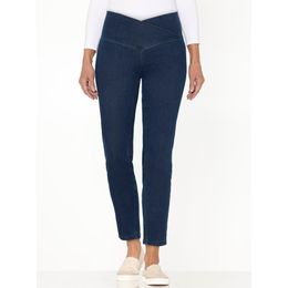 Jeansleggings Classic Basics, Damen, Gr. 19, Kurzgrößen, blau (blau stone), 81% Baumwolle, 17% Polyester, 2% Elasthan, unifarben, 7/8-Länge, Jeans