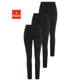 H.I.S. Leggings H.I.S, Damen, Gr. 32/34, N-Gr, schwarz, Single Jersey, Obermaterial: 95% Baumwolle, 5% Elasthan, unifarben, Basic, Hosen Leggings, f&uuml;r Sport und Freizeit, Topseller