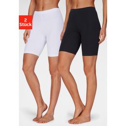 Radlerhose Vivance ACTIVE, Damen, Gr. 32/34, N-Gr, schwarz (1x wei&szlig;, 1x schwarz), Single Jersey, Obermaterial: 95% Baumwolle, 5% Elasthan, unifarben, Basic, figurbetont ca. Mitte Oberschenkel, Hosen Radlerhose, mit Gummibund, Loungewear