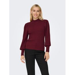Strickpullover Only "ONLKATIA L/S HIGHNECK PULLOVER KNT NOOS", Damen, Gr. XS, cabernet detail:with melange, Strick, Obermaterial: 50% Viskose, 27% Nylon, 23% Polyester, meliert, regular fit normal, hoch geschlossener Ausschnitt, Rippbündchen, Pullover