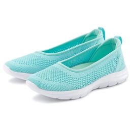 Sneaker Ballerinas Lascana, Damen, Gr. 36, blau (mint), Obermaterial: 100% Textilmaterial. Futter: 100% Textilmaterial. Decksohle: 100% Textilmaterial. Laufsohle: 100% Synthetik, unifarben, Schuhe Ballerina, ultraleichter Slipper, Freizeitschuh zum Reinschlüpfen VEGAN
