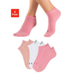 active by Lascana Sneakersocken LASCANA ACTIVE, Damen, Gr. 39/42, wei&szlig; (2x lachs, 2x rosa, 2x wei&szlig;), Baumwollmischung, unifarben, Socken Sneakersocken, mit eingestricktem Marken Logo