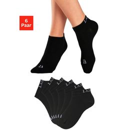 active by Lascana Sneakersocken LASCANA ACTIVE, Damen, Gr. 39/42, schwarz (6x schwarz), Baumwollmischung, unifarben, Socken Sneakersocken, mit eingestricktem Marken Logo