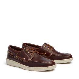 Bootsschuh Timberland "PORTOFINO PIER BOAT SHOE", Gr. 43,5, blau (burgundy full grain), Leder, Schuhe, aus Premium Timberland Leder