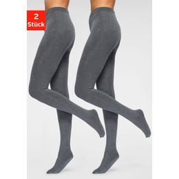 Thermostrumpfhose Lavana, Damen, Gr. M (40/42), grau (anthrazit, meliert), Obermaterial: 66% Baumwolle, 30% Polyester, 4% Elasthan, glattgestrickt, uni, elastisch, Strumpfhosen, mit angerauter Innenseite