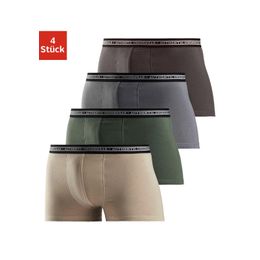 Boxer AUTHENTIC UNDERWEAR "Boxershorts für Herren", Herren, Gr. 3 (XS), bunt (beige, olivgrün, grau, braun), Jersey, Obermaterial: 95% Baumwolle, 5% Elasthan, unifarben, Unterhosen, schwarzer Webbund mit Logoschriftzug