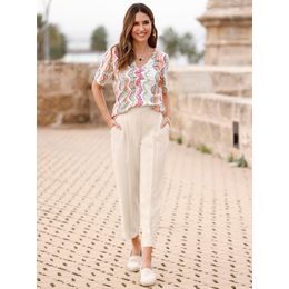 V-Shirt Classic Basics "V-Shirt", Damen, Gr. 38, beige (ecru, khaki, bedruckt), 100% Baumwolle, bedruckt, ethno, gemustert, mehrfarbig, V-Ausschnitt, Shirts