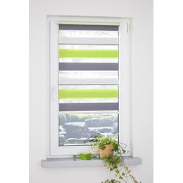 Doppelrollo Liedeco "dreifarbig" Gr. 1, grün (grün, grau, weiß), B:45cm, Polyester, Rollos