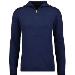 Rundhalspullover Ragman, Herren, Gr. 58, blau (marineblau), 95% Baumwolle 5% Kaschmir, hoch geschlossener Ausschnitt, Pullover Rundhalspullover