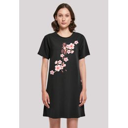 Shirtkleid F4NT4STIC "Kirschblüten Asien T-Shirt Kleid", Damen, Gr. 3XL, schwarz, Obermaterial: 100% Baumwolle, regular fit, Rundhals, ohne Bündchen, Kleider, Print