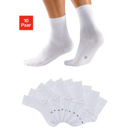 H.I.S. Basicsocken H.I.S, Damen, Gr. 35-38, weiß (10x weiß), Baumwollmischung, unifarben, elastisch, Socken, mit eingestrickten Symbolen