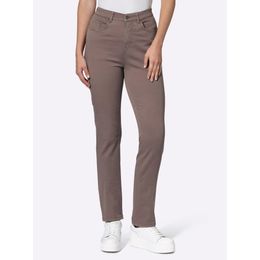 Bequeme Jeans Inspirationen, Damen, Gr. 44, grau (dunkeltaupe), 99% Baumwolle, 1% Elasthan, unifarben, lang, Jeans 5-Pocket-Jeans