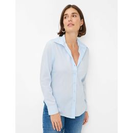 Klassische Bluse Brax "Style VICTORIA", Damen, Gr. 44, blau (bleu), Web, 96% Baumwolle, 4% Elasthan, Blusen
