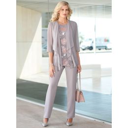2-in-1-Shirt Classic Basics "2-in-1-Shirt", Damen, Gr. 38, grau, 100% Polyester, Spitze:100% Polyester, geblümt, gemustert, mehrfarbig, Shirts