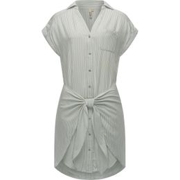 Blusenkleid Ragwear "Bahaya Stripe", Damen, Gr. L (40), Normalgrößen, grün (hellgrün), 100% Viskose, figurumspielend ca. Mitte Oberschenkel, V-Ausschnitt, weit Umschlagbund, Kleider, gestreiftes Damen Sommerkleid mit Bindeband