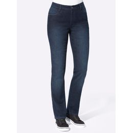 Thermojeans Casual Looks, Damen, Gr. 19, Kurzgrößen, blau (dunkelblau, denim), 81% Baumwolle, 17% Polyester, 2% Elasthan, unifarben, Jeans Straight-fit-Jeans 5-Pocket-Jeans
