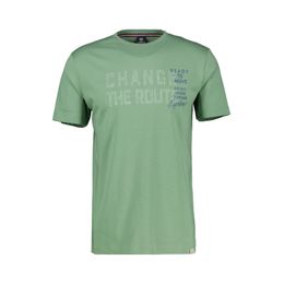 T-Shirt Lerros, Damen, Gr. 3XL, gr&uuml;n (sage gr&uuml;n), Single Jersey, Obermaterial: 100% Baumwolle, regular fit taillenbedeckt, Rundhals, gerader Abschluss, Shirts T-Shirt, mit Schriftzug
