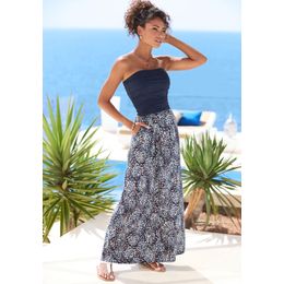 Maxikleid Vivance, Damen, Gr. 40, N-Gr, blau (blau bedruckt), Jersey, Obermaterial: 95% Viskose, 5% Elasthan, bedruckt, unifarben, figurbetont bodenlang, Kleider Maxikleid, mit schmalem Oberteil und Taschen, Strandkleid, Alloverprint