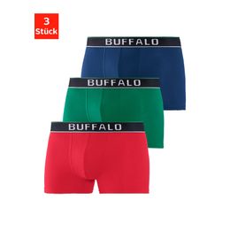Boxer Buffalo "Boxershorts für Herren", Herren, Gr. S, bunt (rot, grün, blau), Jersey, Obermaterial: 92% Baumwolle, 8% Elasthan, unifarben, Unterhosen, aus Baumwoll-Mix