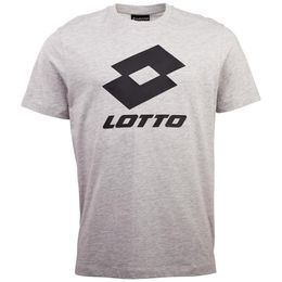 T-Shirt Lotto, Herren, Gr. M (48/50), grau (high, rise), 95% Baumwolle, 5% Viskose, unifarben, normal, Rundhals, gerader Abschluss, Shirts T-Shirt, - mit plakativem Logoprint