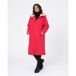 Wintermantel FRESHLIONS "Emilia", Damen, Gr. M, rot, 100% Polyester, unifarben, lang, Mäntel, mit großer, verstellbarer Kapuze