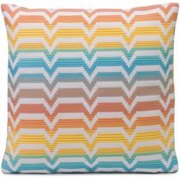 Gözze Kissenhülle GÖZZE "Naxos" Gr. 2, bunt (gelb, weiß, türkis), B:50cm L:50cm, Polyester, Obermaterial: 55% Polyacryl, 45% Polypropylen, Kissenbezüge