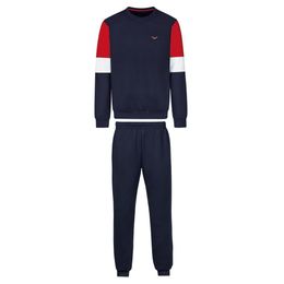 Freizeitanzug TRIGEMA "TRIGEMA Klassischer Jogginganzug", Herren, Gr. M, blau (navy), 70% Baumwolle, 30% Polyester, Sportanzüge