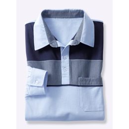 Poloshirt Catamaran "Langarm-Poloshirt", Herren, Gr. 52/54, blau (bleu, marine), 100% Baumwolle, gemustert, gestreift, mehrfarbig, Shirts