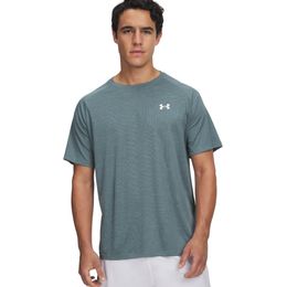 Trainingsshirt Under Armour "UA TECH TEXTURED SS", Herren, Gr. M, jasper blau,, weiß, Obermaterial: 100% Polyester, Sportlich, Shirts