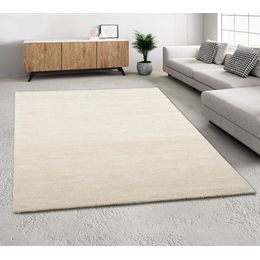 Wollteppich Theko "Gabbeh Uni, Handweb Teppich, meliert, reine Wolle, handgewebt" Gr. 1, beige (natur), B:60, Wolle, Teppiche, Schlafzimmer, Wohnzimmer, Esszimmer, auch als Läufer oder rund